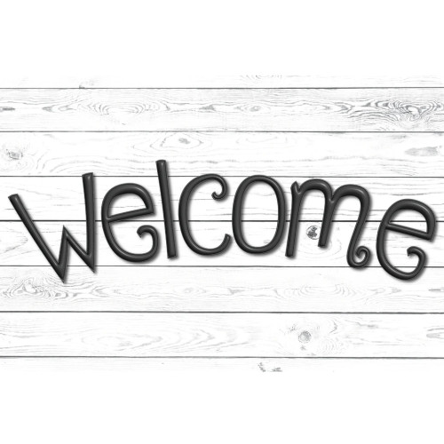 White Shiplap Wood Plank, Welcome Floor Mat Ashley Productions® ASH...