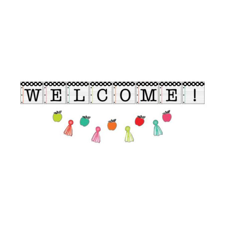 Black, White & Stylish Brights Welcome Bulletin Board Set Schoolgir...