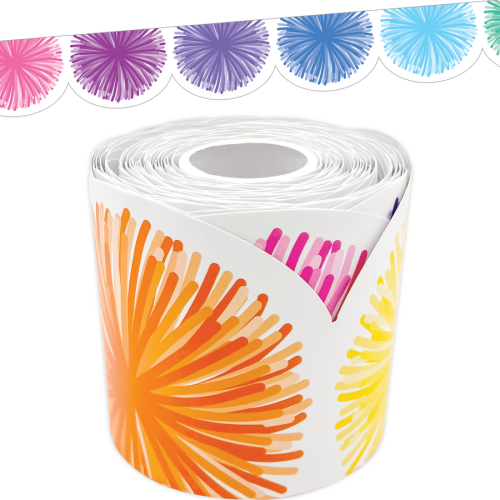 Colorful Poms Scalloped Die-Cut Rolled Border Trim Teacher Created ...