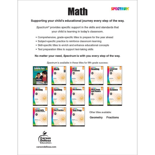 Spectrum Math Workbook Grade 5 Carson-Dellosa Education® CD704565