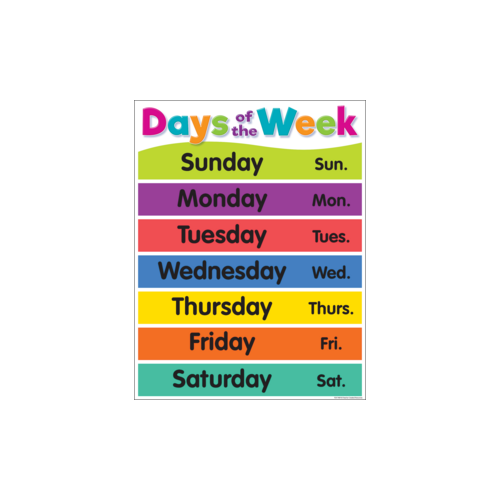 Colorful Days of the Week Chart Teacher Created Resources TCR-7489