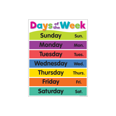 Colorful Days of the Week Chart Teacher Created Resources TCR-7489