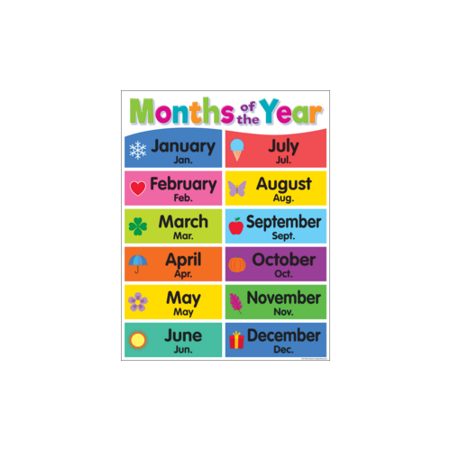 Colorful Months of the Year Chart Teacher Created Resources TCR-7490