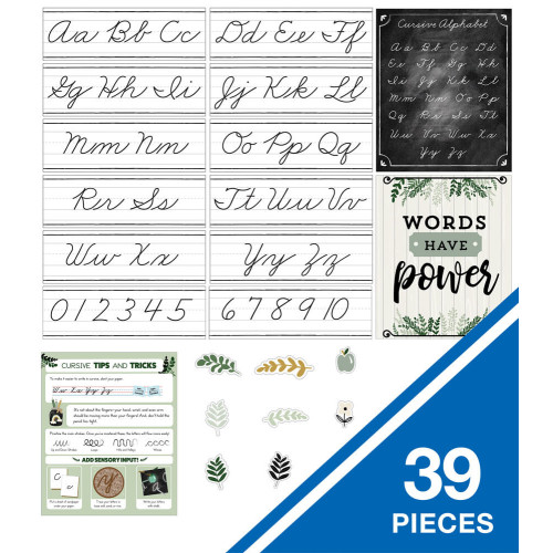 Farmhouse Alphabet Line: Cursive Bulletin Board Set Grade 2-5 Carso...