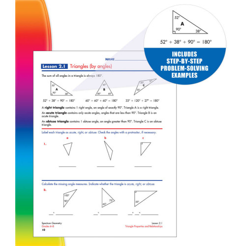 Spectrum Geometry Workbook Grade 6-8 Carson-Dellosa Education® CD70...